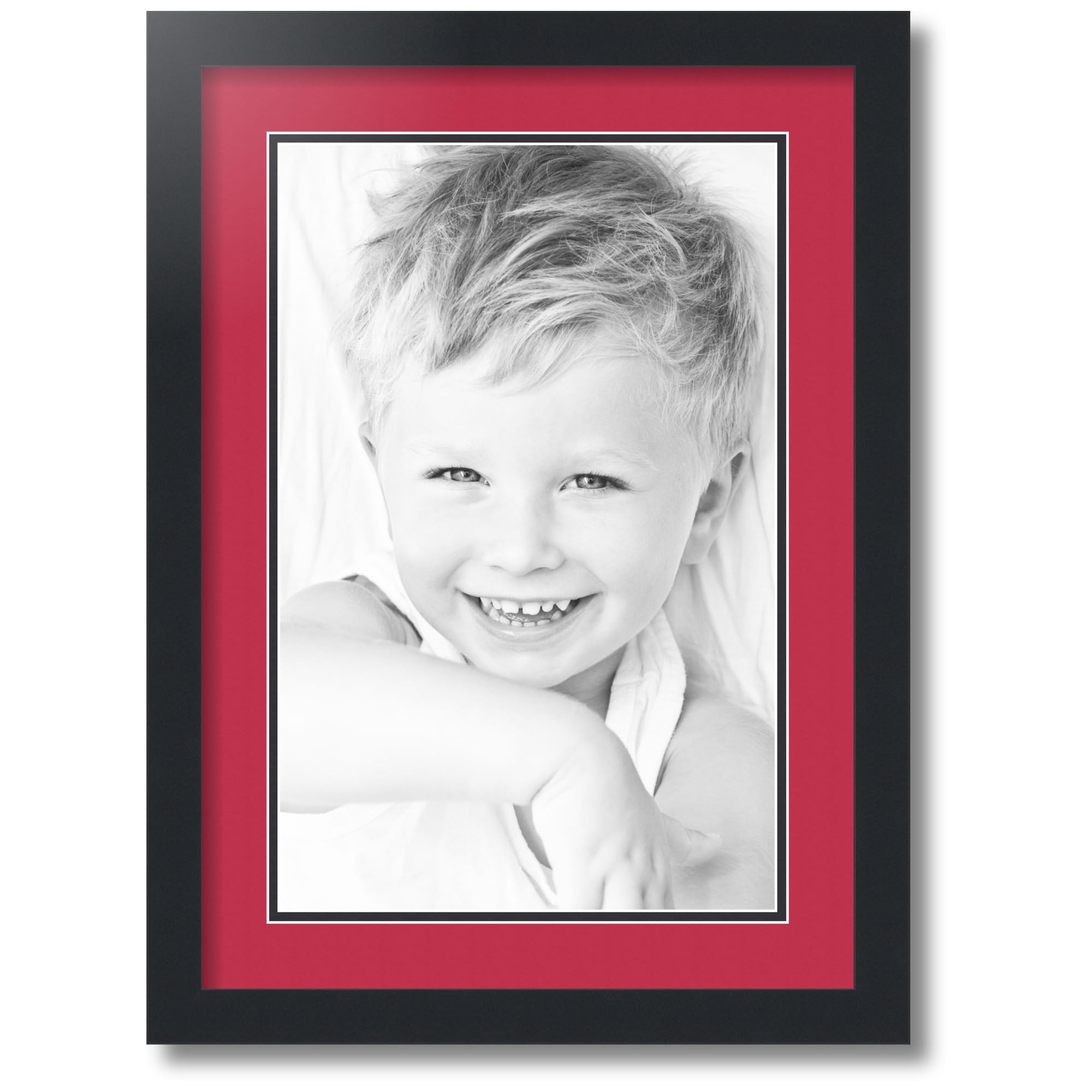 ArtToFrames Collage Photo Frame Double Mat with 1 - 11x17 Openings and Satin Black Frame