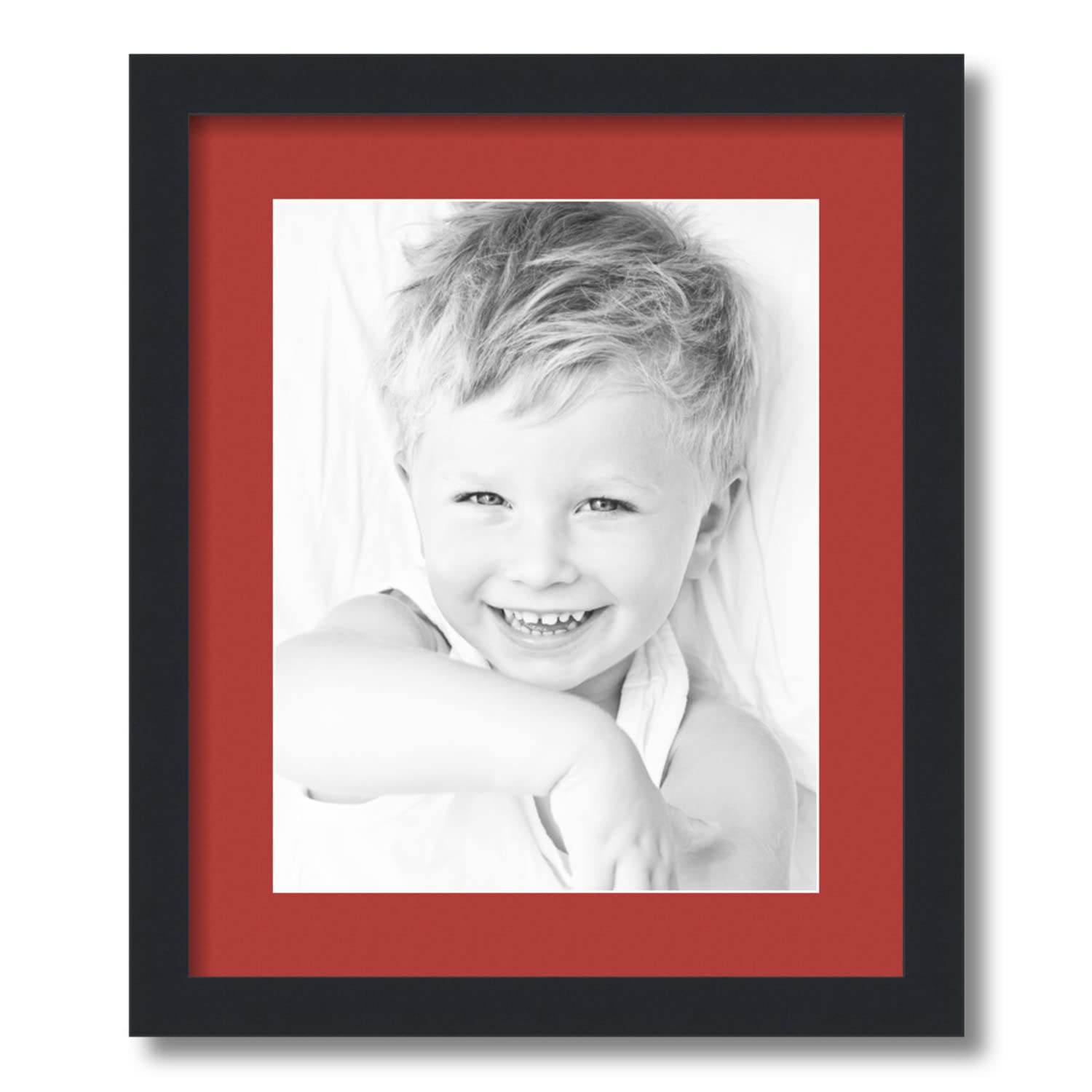 ArtToFrames 11x14 inch Satin Black Picture Frame with 2 Inch Single Deep Red Mat, SingleMat-FRBW26079-11x14-1459