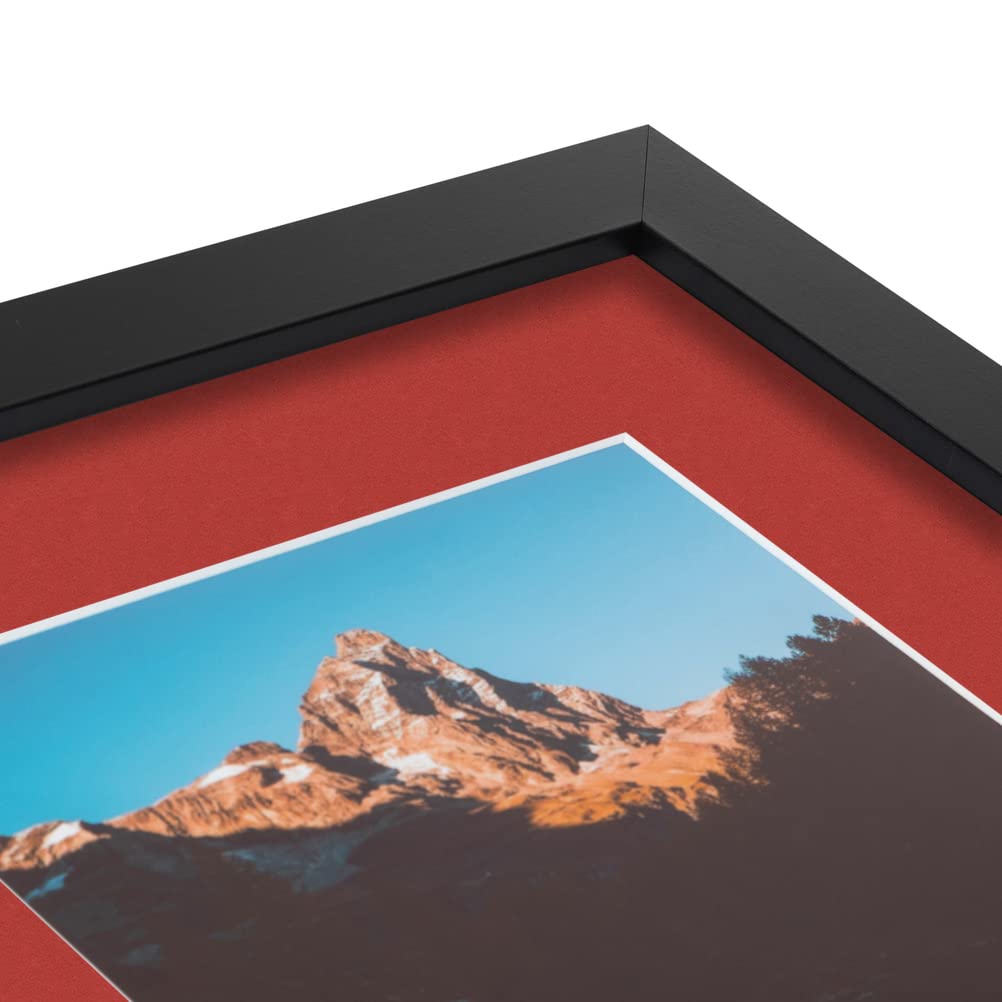 ArtToFrames 11x14 inch Satin Black Picture Frame with 2 Inch Single Deep Red Mat, SingleMat-FRBW26079-11x14-1459