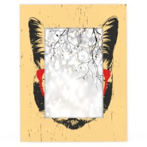 veaspaex 5x7 cat wearing red frame colorful wooden photo frames for wall or tabletop display - home decorative picture frame, fits display pictures 4.6x6.6 with mat or 5x7 without mat