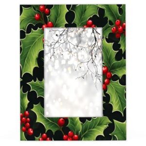 mardesigns christmas leaves 8x10 picture frame, red fruits wall gallery photo frames fits 8 x10 or 6x8 picture for table top display and wall photo frame