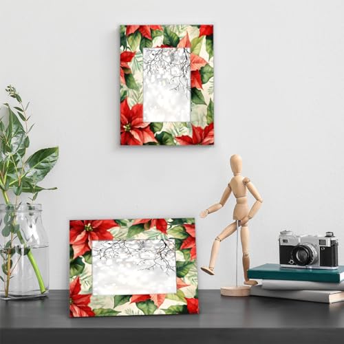 Mardesigns Christmas 11x14 Picture Frame, Red Poinsettia Display Pictures11x14 or 8x10 Photo, Wall Gallery Photo Frames and Tabletop Display Frame