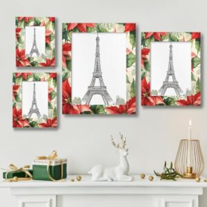 Mardesigns Christmas 11x14 Picture Frame, Red Poinsettia Display Pictures11x14 or 8x10 Photo, Wall Gallery Photo Frames and Tabletop Display Frame