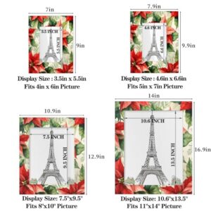 Mardesigns Christmas 11x14 Picture Frame, Red Poinsettia Display Pictures11x14 or 8x10 Photo, Wall Gallery Photo Frames and Tabletop Display Frame