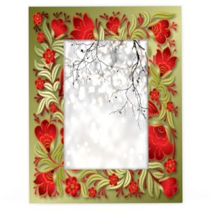 yzrwebo tropical floral 8x10 picture frame red flower leaves wood photo frames high transparent horizontal and vertical tabletop display or wall mounting for family home gallery office