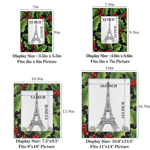 Mardesigns Christmas Leaves 11x14 Picture Frame, Red Fruits Display Pictures11x14 or 8x10 Photo, Wall Gallery Photo Frames and Tabletop Display Frame