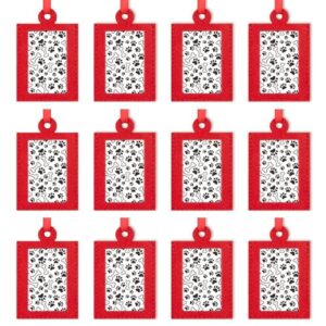 dog paw print christmas photo ornament frame red picture frame for xmas tree hanging decoration