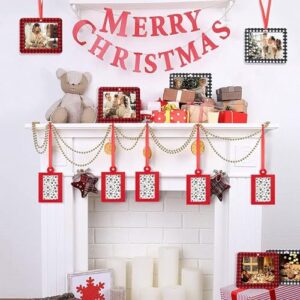 Dog Paw Print Christmas Photo Ornament Frame Red Picture Frame for Xmas Tree Hanging Decoration