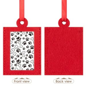 Dog Paw Print Christmas Photo Ornament Frame Red Picture Frame for Xmas Tree Hanging Decoration