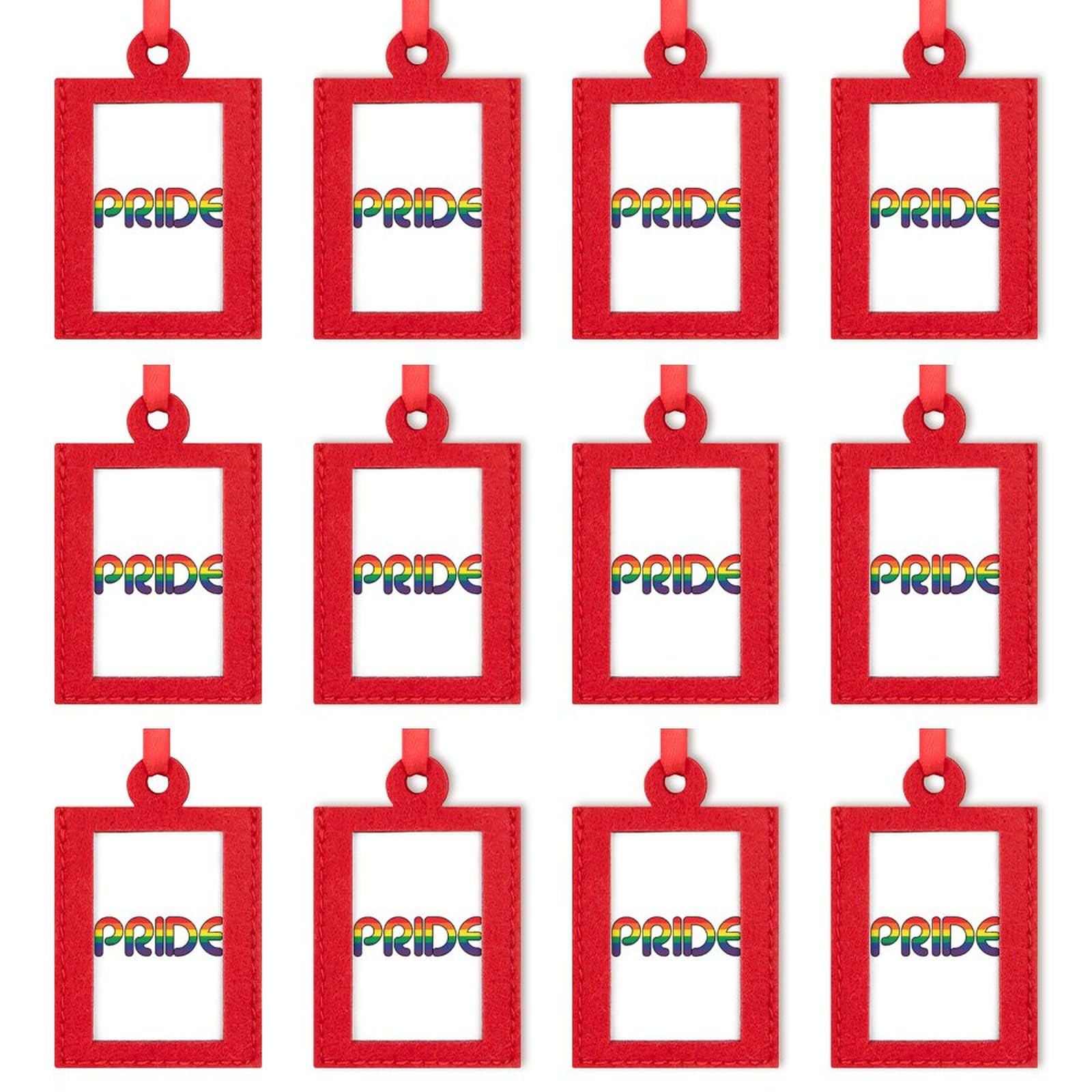 Rainbow Pride Christmas Photo Ornament Frame Red Picture Frame for Xmas Tree Hanging Decoration