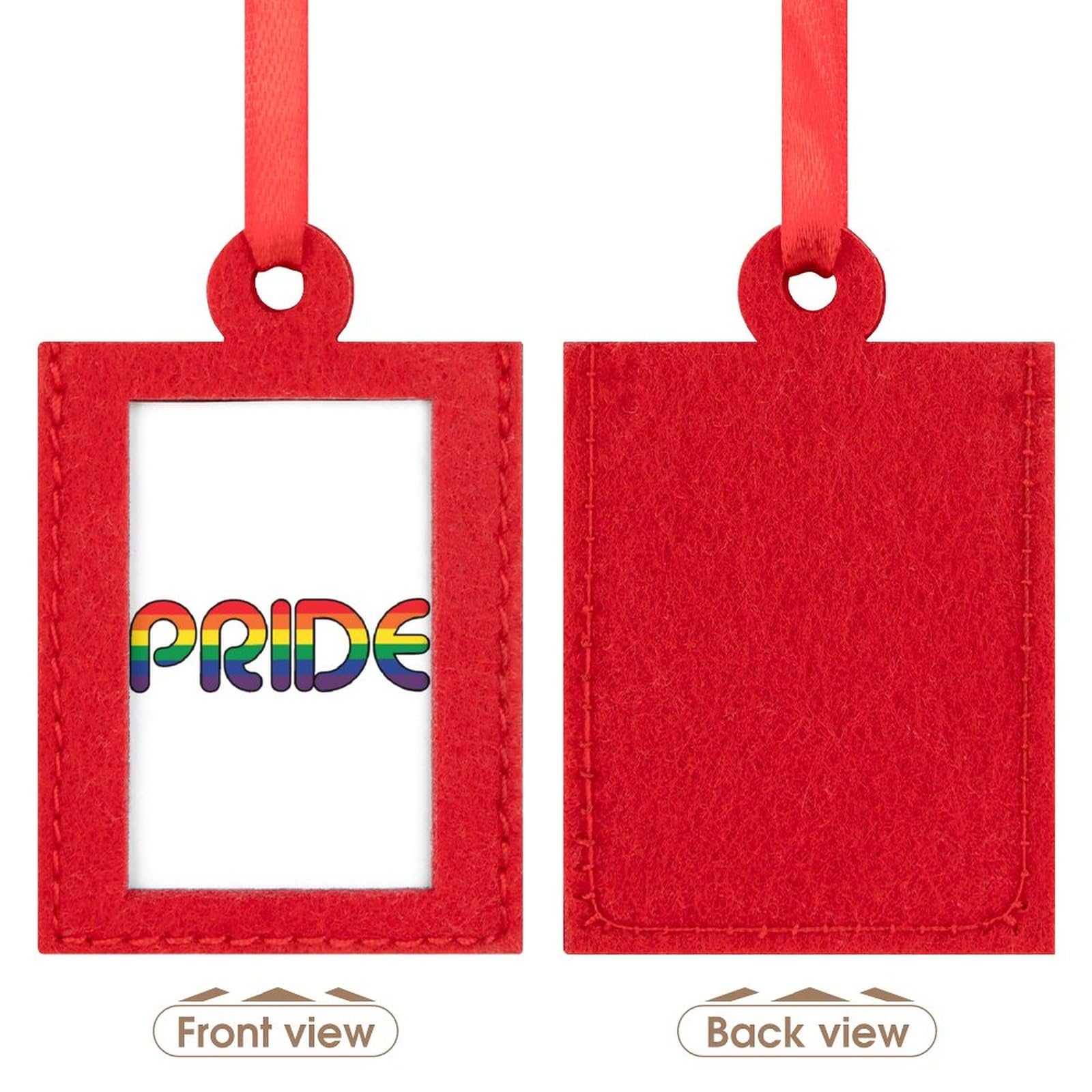 Rainbow Pride Christmas Photo Ornament Frame Red Picture Frame for Xmas Tree Hanging Decoration