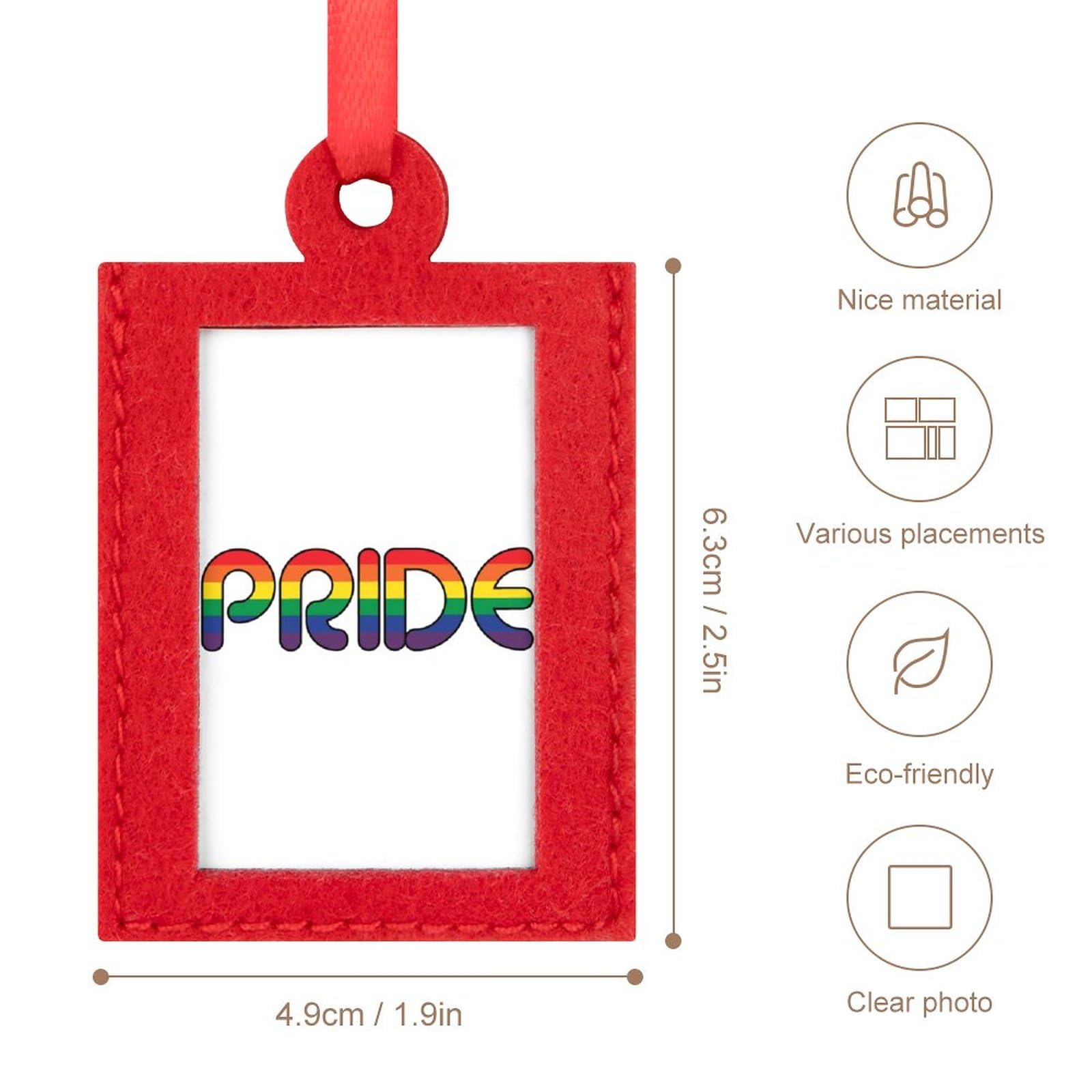 Rainbow Pride Christmas Photo Ornament Frame Red Picture Frame for Xmas Tree Hanging Decoration