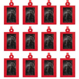 french bulldog portrait christmas photo ornament frame red picture frame for xmas tree hanging decoration