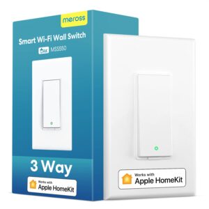 meross 3 way smart switch, smart light switch supports apple homekit, siri, alexa, google assistant & smartthings, 2.4ghz wifi light switch neutral wire required, remote control timer 1 pack