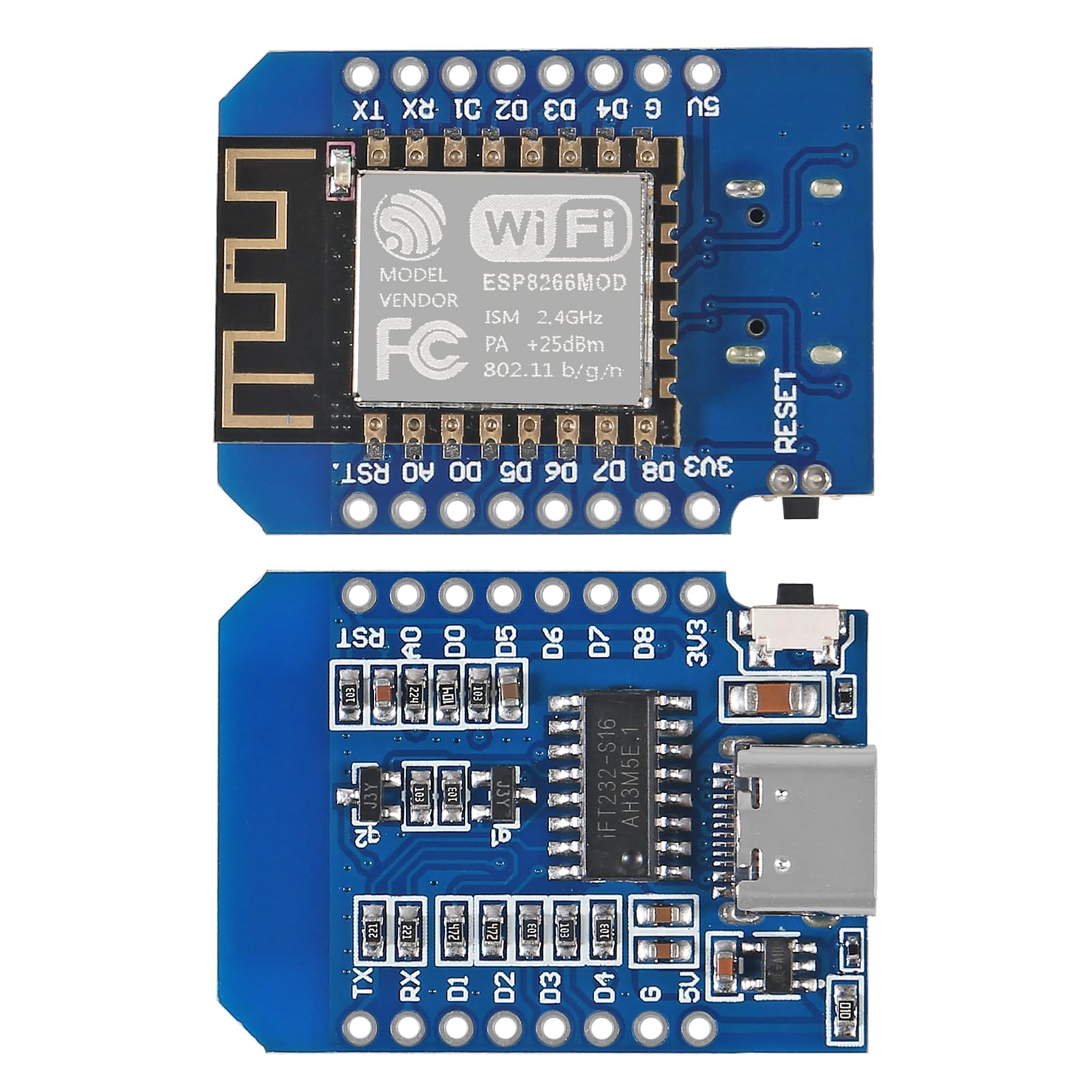 3Pcs ESP8266 Type C ESP-12 ESP-12F NodeMcu Mini D1 Module WeMos Lua 4M Bytes WLAN WiFi Internet Development Board with Type C USB Connection