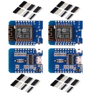 qccan 4pcs esp8266 esp-12 esp-12f nodemcu mini d1 module wemos lua 4m bytes wlan wifi internet development board base on esp8266 esp-12f compatible with wemos d1 mini