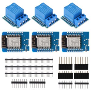 dorhea esp8266 esp-12f nodemcu d1 module wemos lua 4m bytes wlan wifi internet development board + relay shield + 2.54mm 40pin single row male pin header - 3set