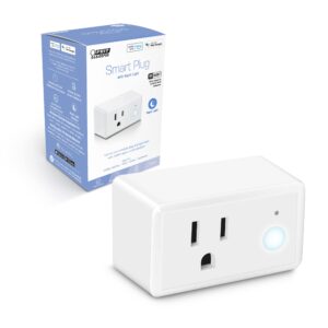 feit electric indoor smart wifi plug works with alexa and google home, no hub required, 2.4 ghz network only, remote control from anywhere 15 amp smart outlet plug, indoor, white with night light