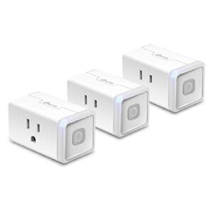 kasa smart plug hs103p3, smart home wi-fi outlet works with alexa, echo, google home & ifttt, no hub required, remote control,15 amp,ul certified, white, 3 count (pack of 1)