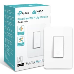 Kasa Matter Smart Light Switch: Voice Control w/Siri, Alexa & Google Assistant | UL Certified | Timer & Schedule | Easy Guided Install | Neutral Wire Required | Single Pole | 2.4GHz Wi-Fi | KS205