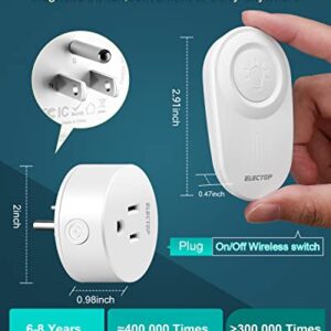 Remote Control Outlet, ELECTOP 15A/1500W Wireless Outlet Power Switch, No Wire Long Range Electrical Switch Plug On/Off for Lights, Fans, Christmas Lights, Household Appliance, 4000V Anti Surge