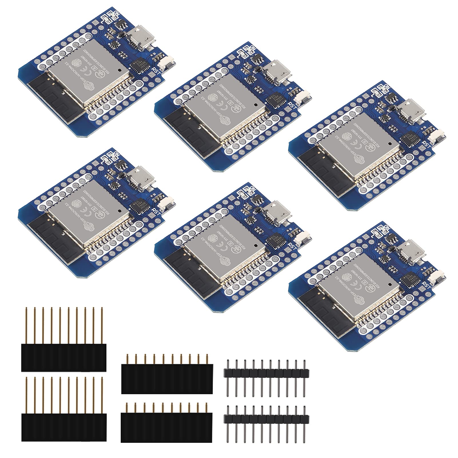 6Pcs ESP32 D1 Mini NodeMCU D1 Board MH-ET Live MiniKit for ESP32 WiFi Module Bluetooth Internet of Development Board Based ESP8266 Fully Functional with Pins for WeMos D1 DIY Kit