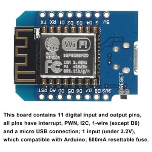 AITIAO 4Pcs ESP8266 ESP-12 ESP-12F NodeMcu Mini D1 Module for WeMos Lua 4M Bytes WLAN WiFi Internet Development Board Base on ESP8266 ESP-12F Compatible with WeMos D1 Mini