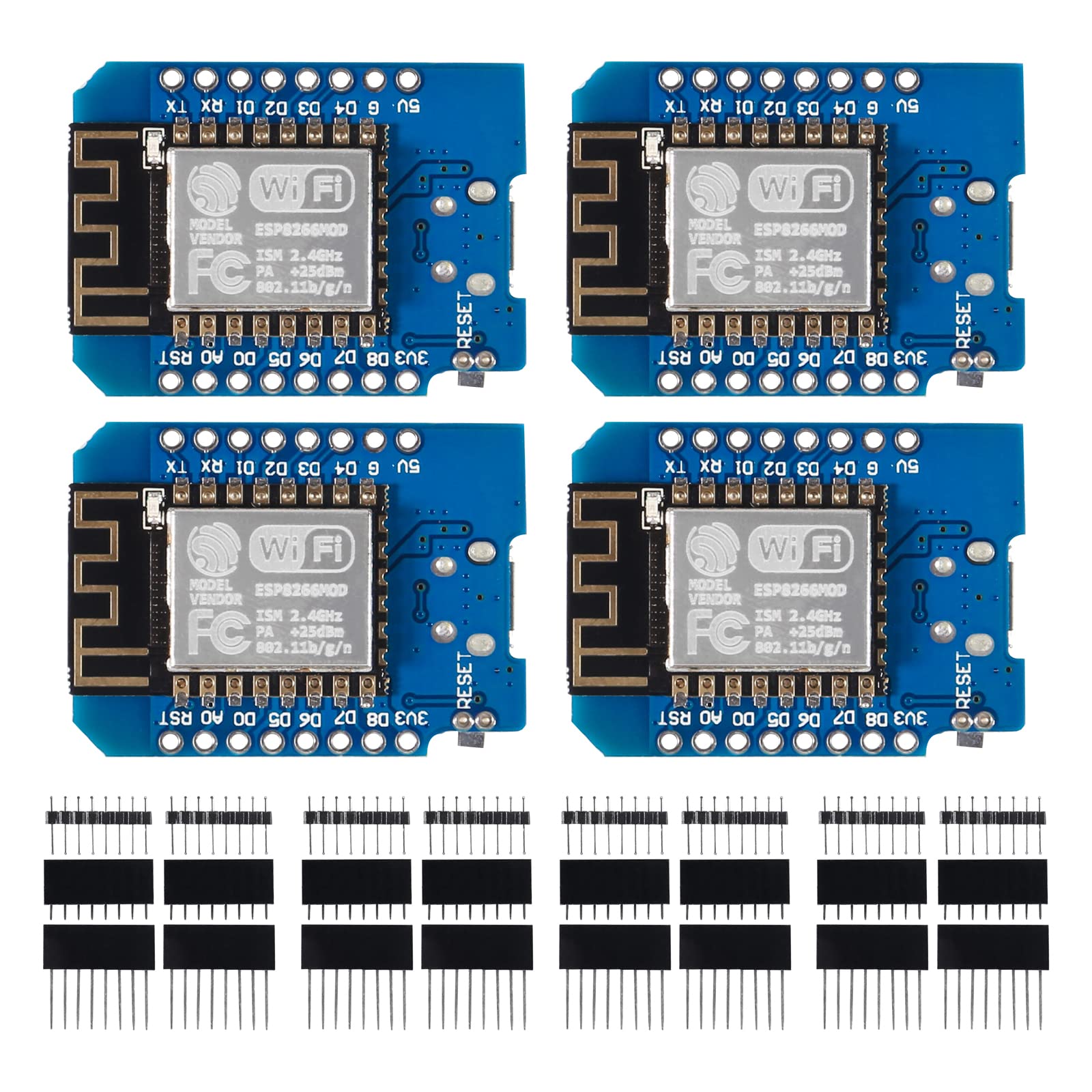 Diitao 4PCS ESP8266 ESP-12F NodeMcu D1 Mini Module for WeMos Lua 4M Bytes WLAN WiFi Internet Development Board Base on ESP8266 ESP-12F for Arduino