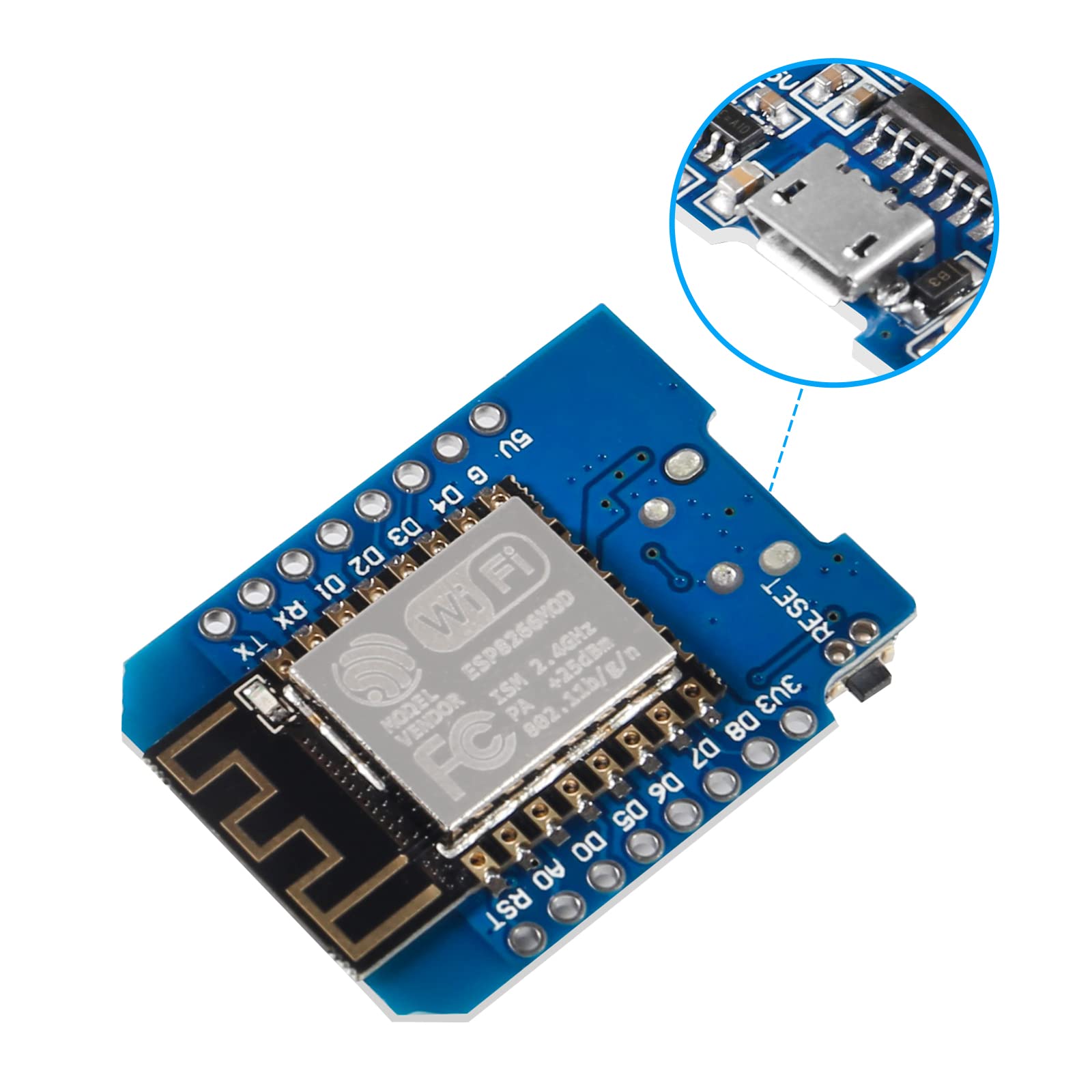 Diitao 4PCS ESP8266 ESP-12F NodeMcu D1 Mini Module for WeMos Lua 4M Bytes WLAN WiFi Internet Development Board Base on ESP8266 ESP-12F for Arduino