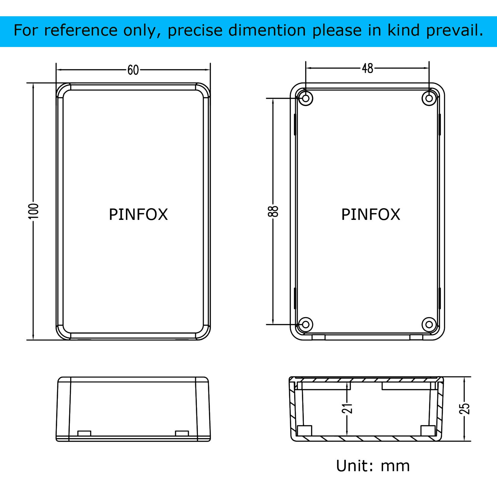 ABS Plastic Project Boxes for Electronics, Waterproof Junction Box, Electrical Project Enclosure, Black Dustproof Project Case - 3.93 x 2.36 x 0.98 inch