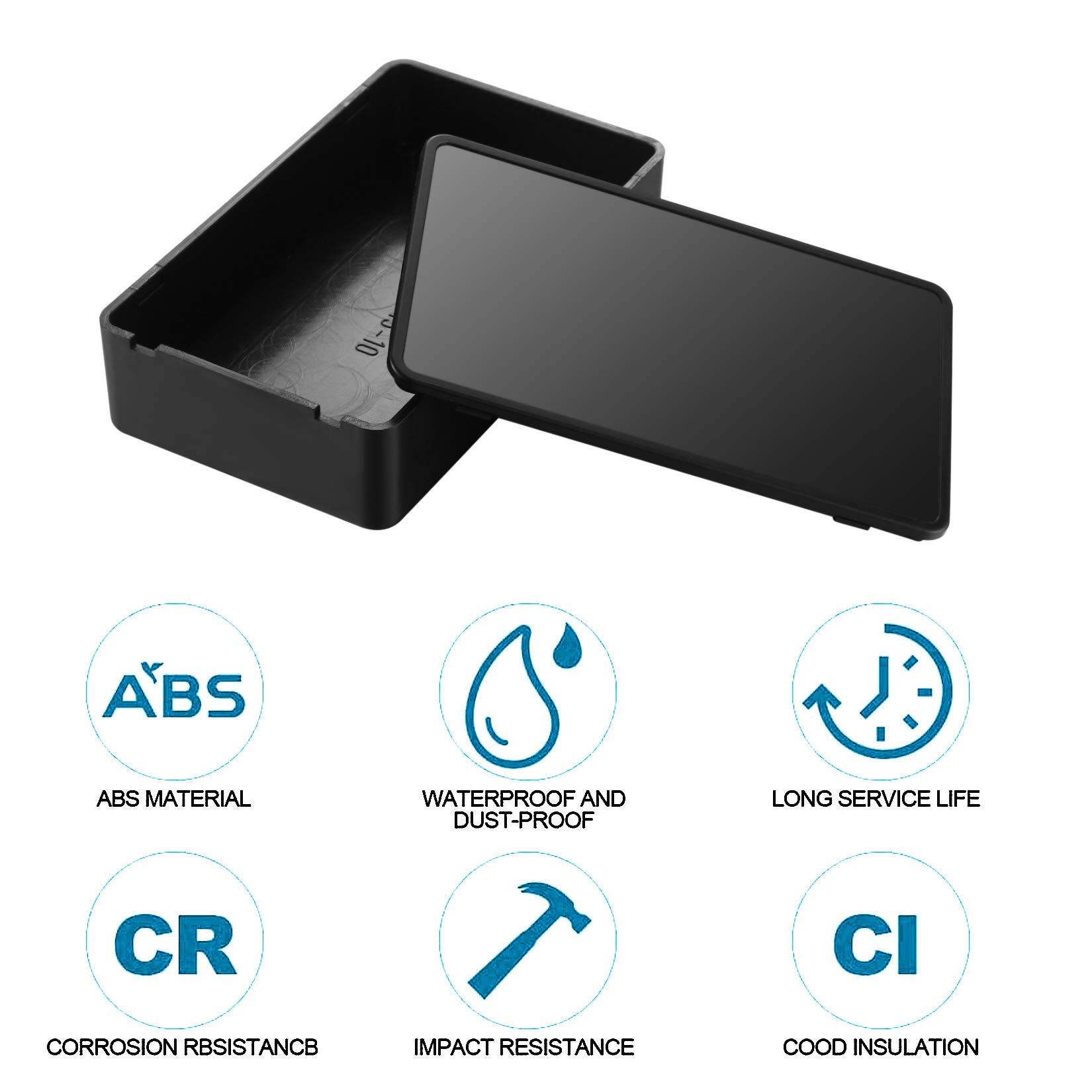 ABS Plastic Project Boxes for Electronics, Waterproof Junction Box, Electrical Project Enclosure, Black Dustproof Project Case - 3.93 x 2.36 x 0.98 inch