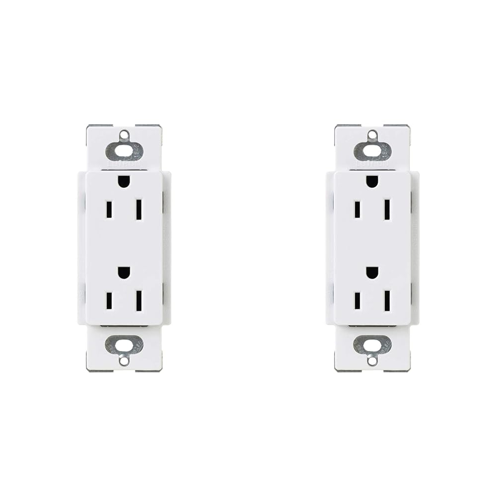 Lutron Claro 15 Amp Duplex Outlet, CAR-15-WH, White (Pack of 2)