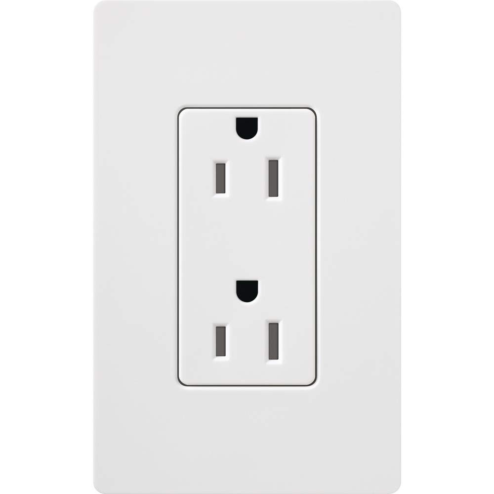 Lutron Claro 15 Amp Duplex Outlet, CAR-15-WH, White (Pack of 2)