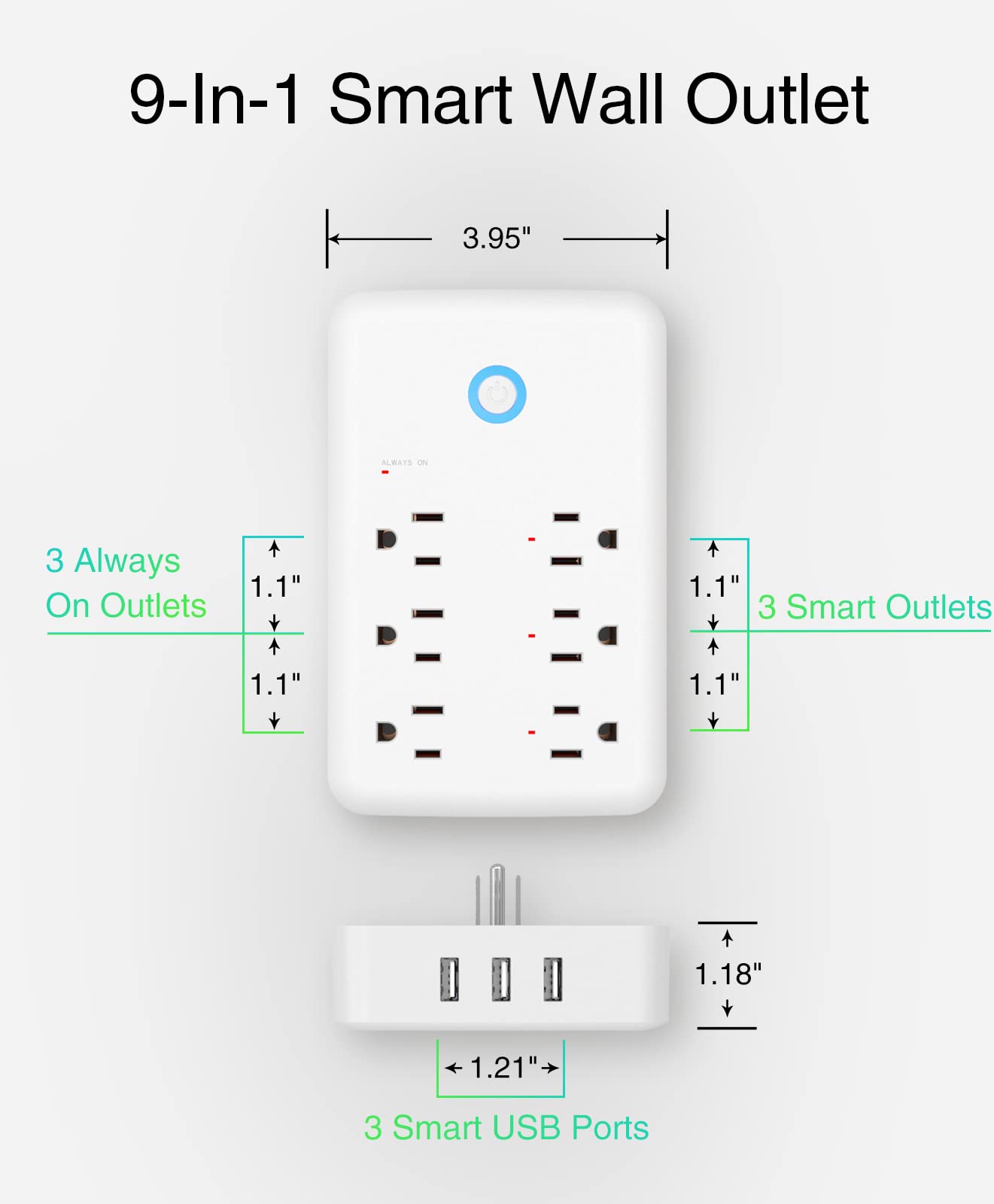 GHome Smart Plug Outlet Extender, USB Wall Charger with 3 Individual Smart Outlets and 3 Smart USB Ports, Works with Alexa Google Home, Surge Protector Plug Extender for APP Control,15A/1800W