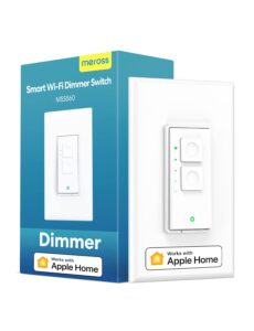 meross smart dimmer switch single pole supports apple homekit, alexa google assistant & smartthings, 2.4ghz wifi light switch for dimmable led, neutral wire required, remote control schedule, 1 pack