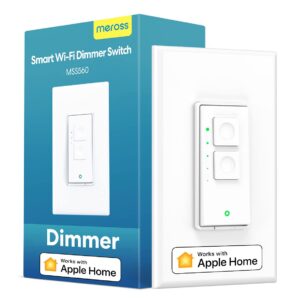 meross Smart Dimmer Switch Single Pole Supports Apple HomeKit, Alexa Google Assistant & SmartThings, 2.4GHz WiFi Light Switch for Dimmable LED, Neutral Wire Required, Remote Control Schedule, 1 Pack