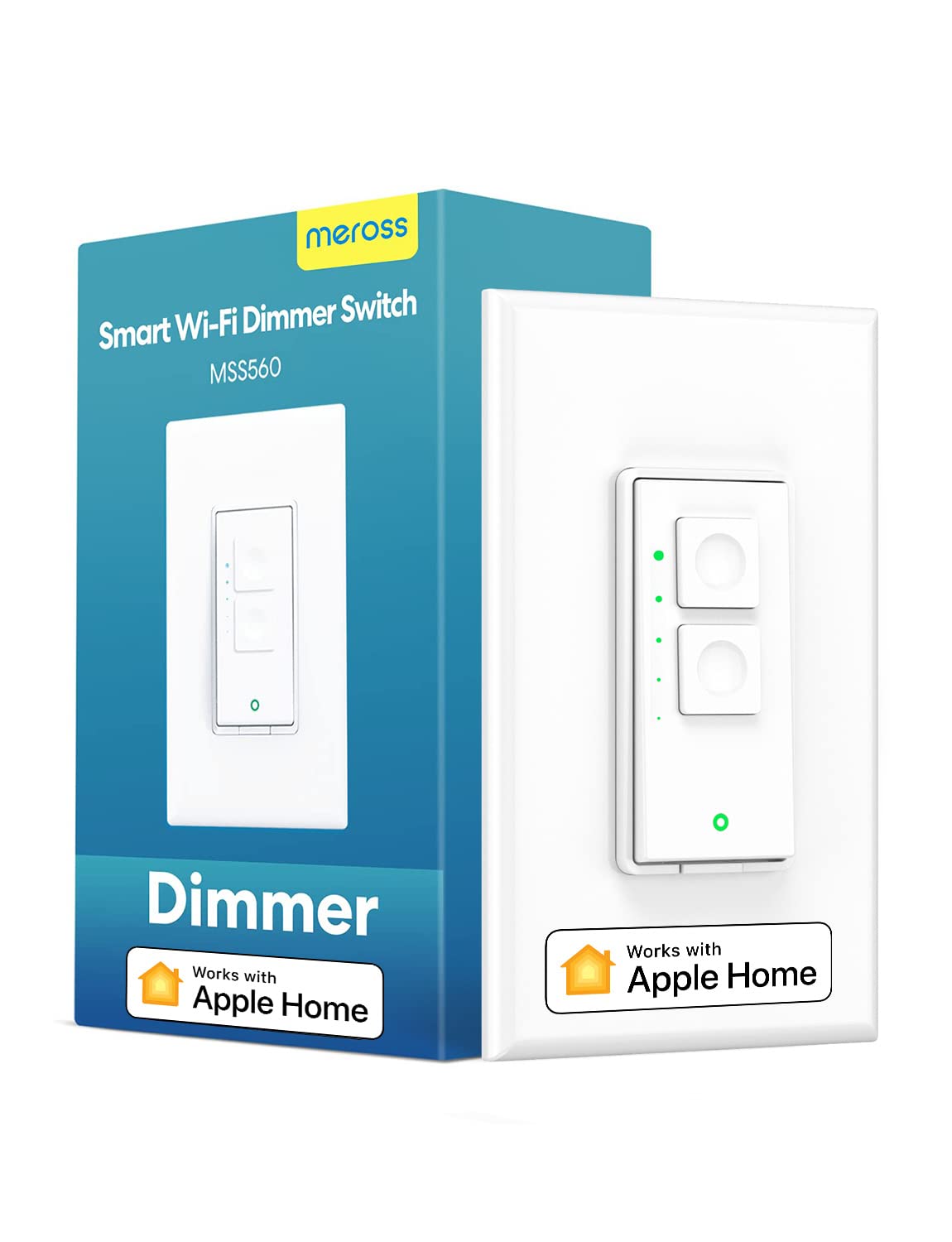 meross Smart Dimmer Switch Single Pole Supports Apple HomeKit, Alexa Google Assistant & SmartThings, 2.4GHz WiFi Light Switch for Dimmable LED, Neutral Wire Required, Remote Control Schedule, 1 Pack