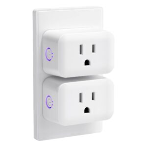 syantek smart plug, smart home wifi outlets compatible with alexa and google assistant for voice control, remote control, timer function, no hub required, 2.4ghz wifi only, fcc certified (2 pack)