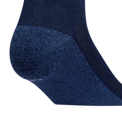 adidas Kids-Boy's/Girl's Cushioned Angle Stripe Quarter Socks (6-Pair), White/Collegiate Navy/Wonder Steel Blue, Medium