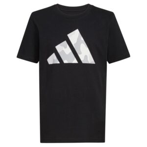 adidas boys' big short sleeve cotton bos ghost logo t-shirt, black, s(8)