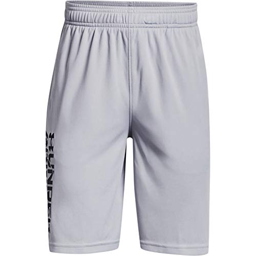 Under Armour boys Prototype 2.0 Wordmark Shorts , Mod Gray (011)/Black , Youth X-Small