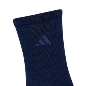 adidas Kids-Boy's/Girl's Cushioned Angle Stripe Crew Socks (6-Pair), White/Collegiate Navy/Wonder Steel Blue, Large