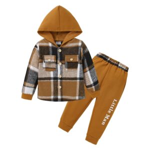 disaur toddler boy clothes 12m-5t plaid long sleeve hoodie sweatshirt+letter print pants 2pcs fashion fall outfit sets