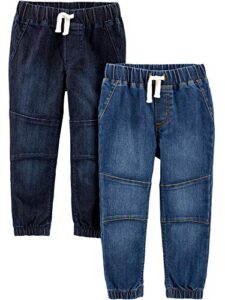 simple joys by carter's toddler boys' pull-on denim pant, pack of 2, denim/dark denim, 3t