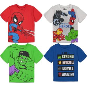 marvel avengers super hero adventures spider-man hulk iron man little boys 4 pack graphic t-shirts 6