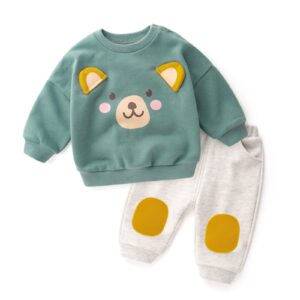 9-12 months boy clothes infant fall winter outfits long sleeve bear sweatshirts tops+pants set,boy clothes bear 9-12 months