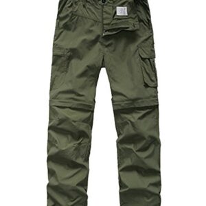 linlon Kids' Cargo Pants, Boy's Casual Outdoor Quick Dry Waterproof Hiking Climbing Convertible Trousers #9016-Army Green-M