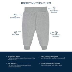 Gerber Baby Boys' 4-Pack Microfleece Pants, Navy/Gray, 6-9 Months