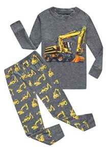 family feeling excavator little boys long sleeve pajamas sets cotton pyjamas kids pjs size 5 grey