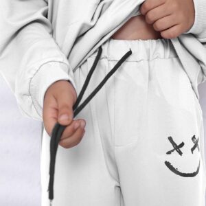 blibean Teen Boy Fall Clothes Sets Jogging Jogger Outfit Little Girl Hoodies Two Piece Sweat Pants Comfy 2pc CLothes Age 12T-13T (Size 12-13 Year) White